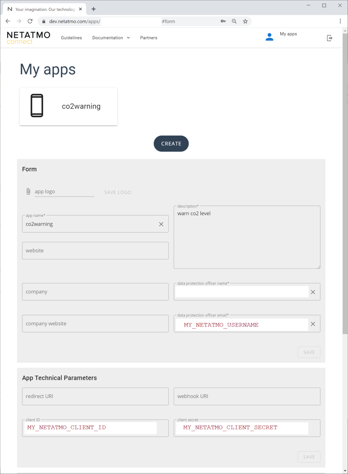 Netatmo APIを利用して二酸化炭素濃度を取得する